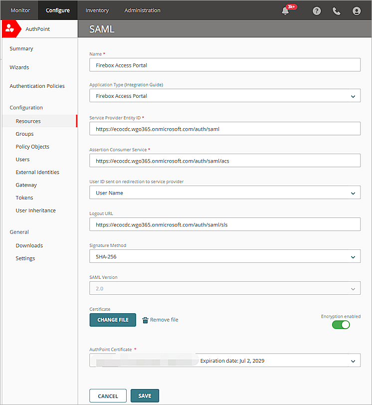 Firebox Access Portal Integration with AuthPoint and On-Premise Outlook Web Access